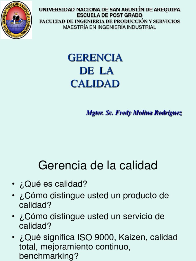 Gerencia de La Calidad | PDF | Benchmarking | Calidad (comercial)