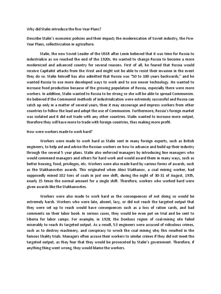 Why Did Stalin Introduce the Five-Year Plans | Soviet Union ...