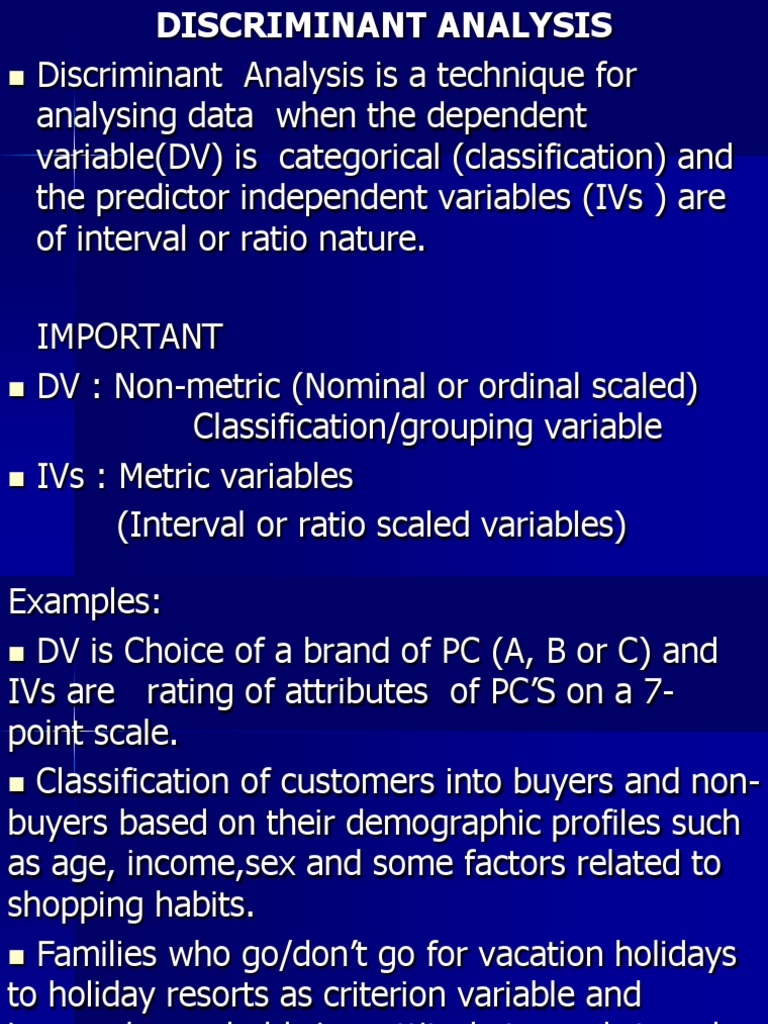 Discriminant Analysis | PDF | Statistical Classification | Dependent And Independent Variables