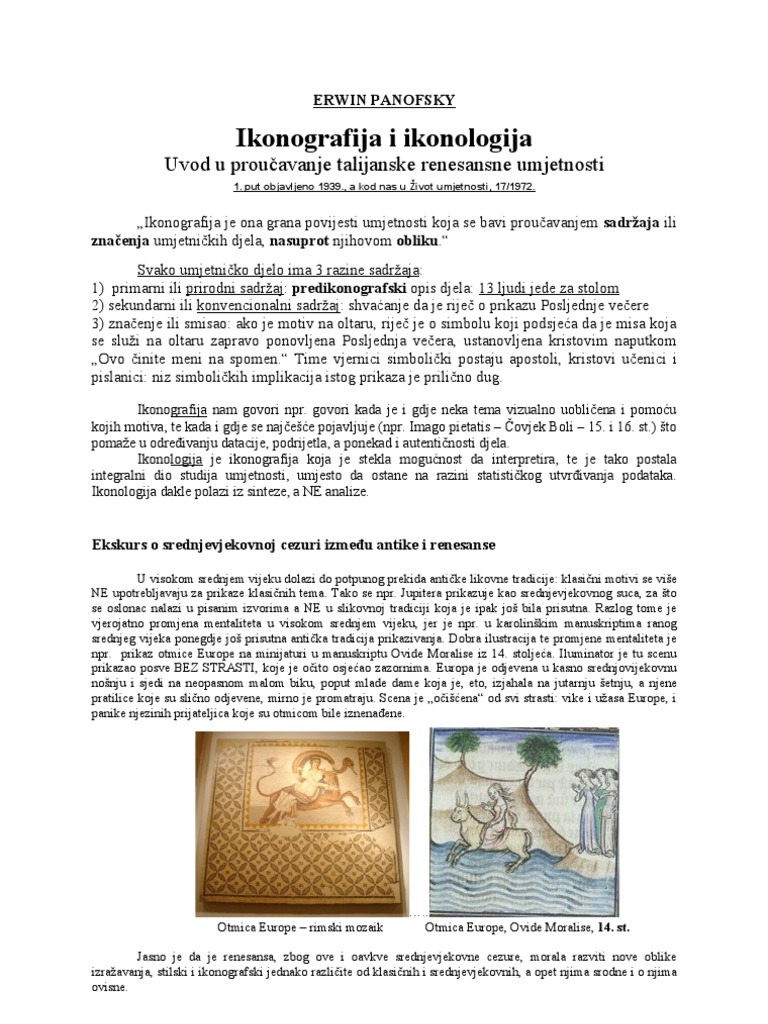 Erwin Panofsky Ikonografija I Ikonologija | PDF