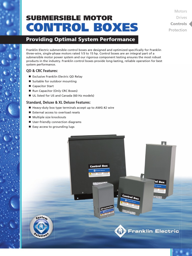 Franklin Control Box Brochure | PDF | Relay | Capacitor