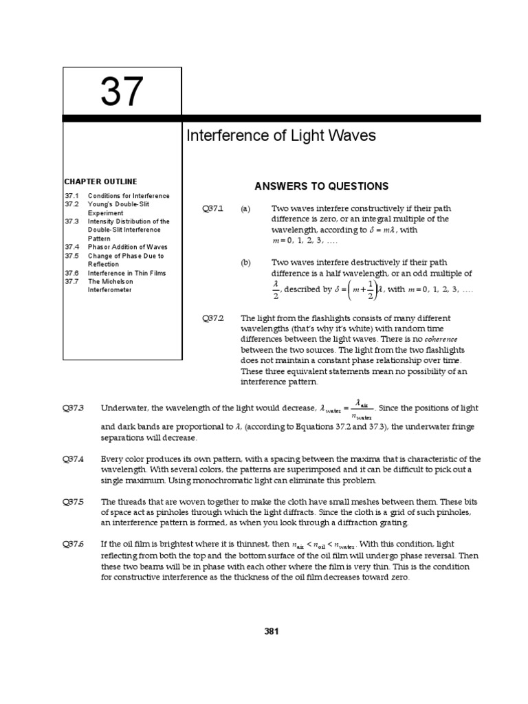 Analysis of an Interference Pattern Formed by a Double Slit Experiment ...