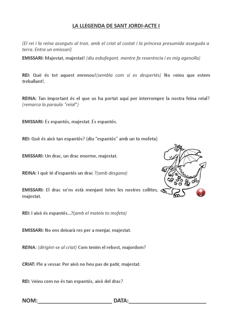 Llegenda de Sant Jordi Teatre | PDF