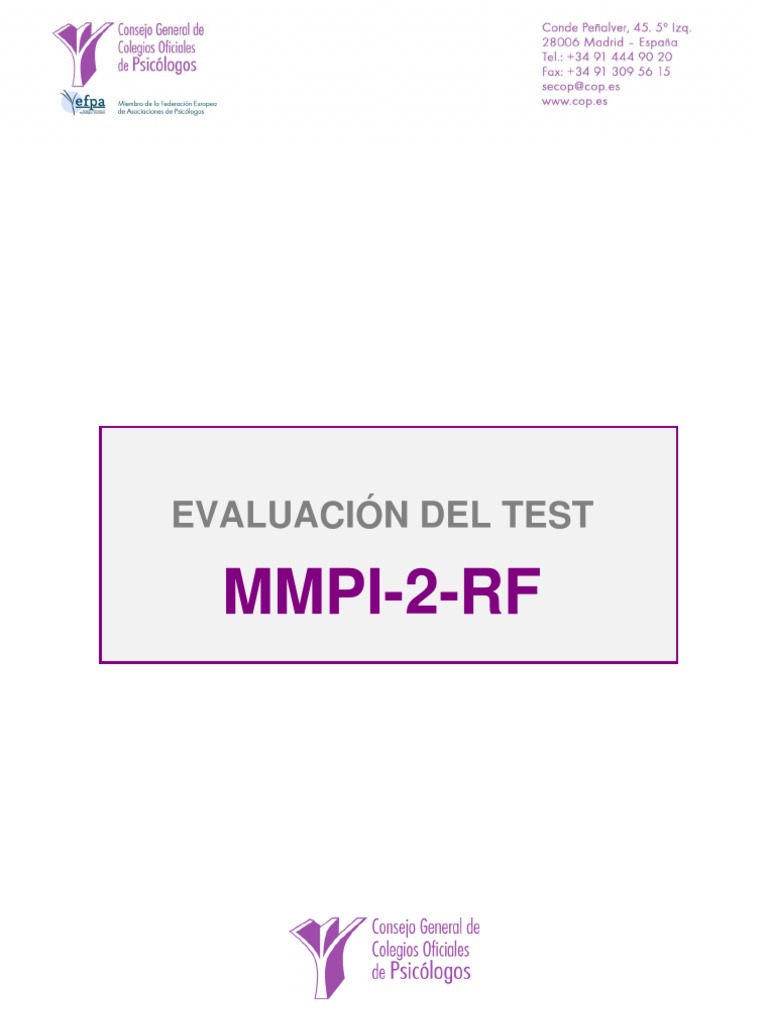 Mmpi 2 RF | PDF | Validez (Estadísticas) | Las emociones