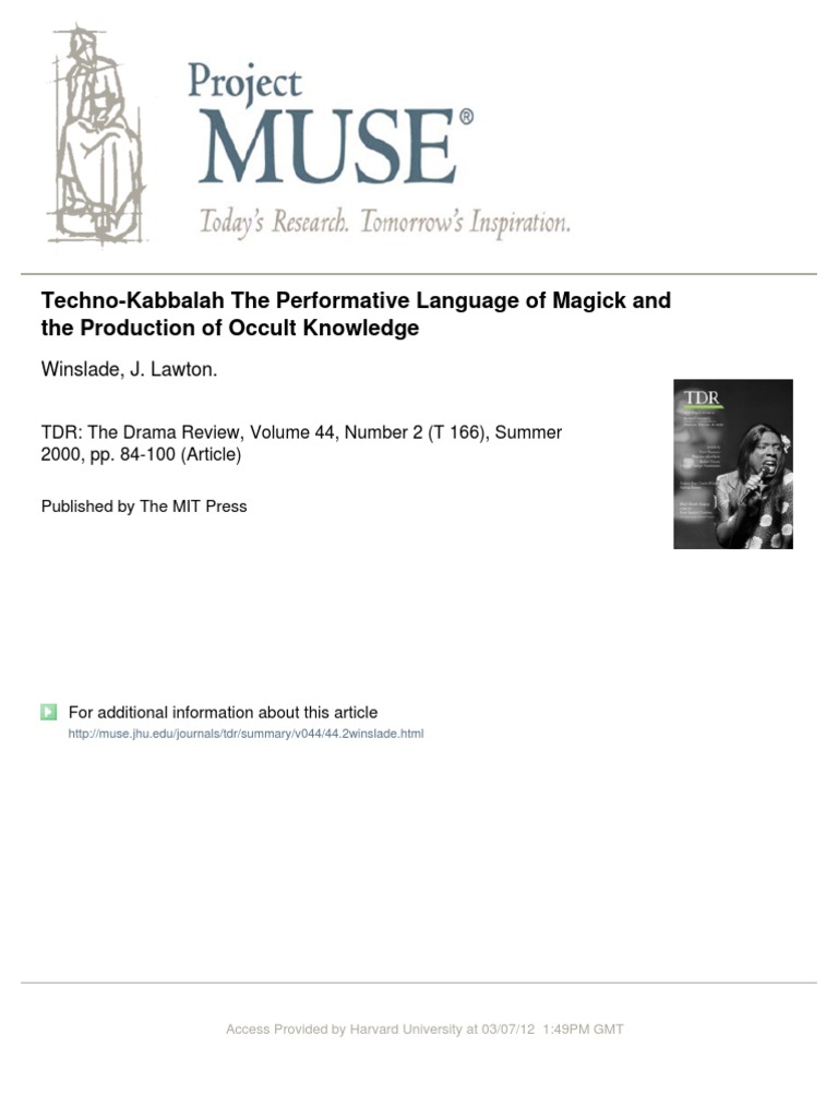 TechnoKabbalah-The Performative Language of Magick and The Production of Occult Knowledge | PDF ...