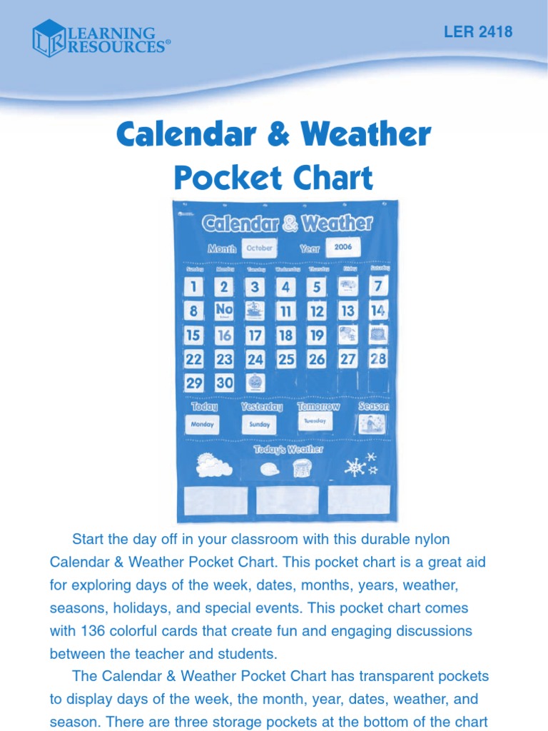 Calendar & Weather Pocket Chart | PDF