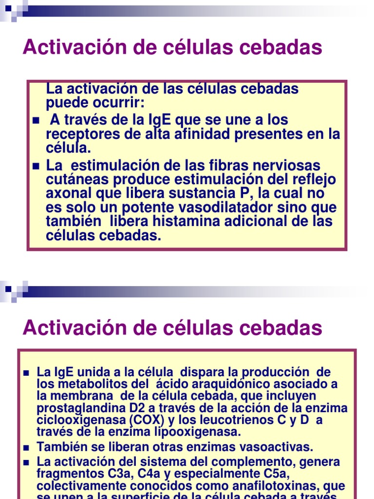 Activación de Células Cebadas | PDF | Sistema complementario | Alergia