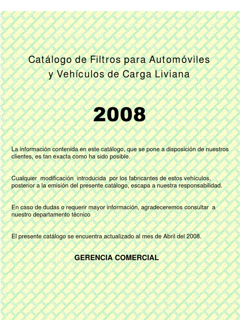 Catalogo Filtros Mann | PDF | Vehículo de motor | Industria automotriz