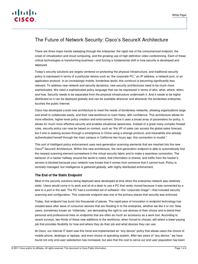 The Future of Network Security - Cisco SecureX Architecture | PDF ...