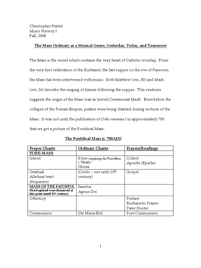 The Mass As A Musical Form | PDF | Mass (Liturgy) | Choir