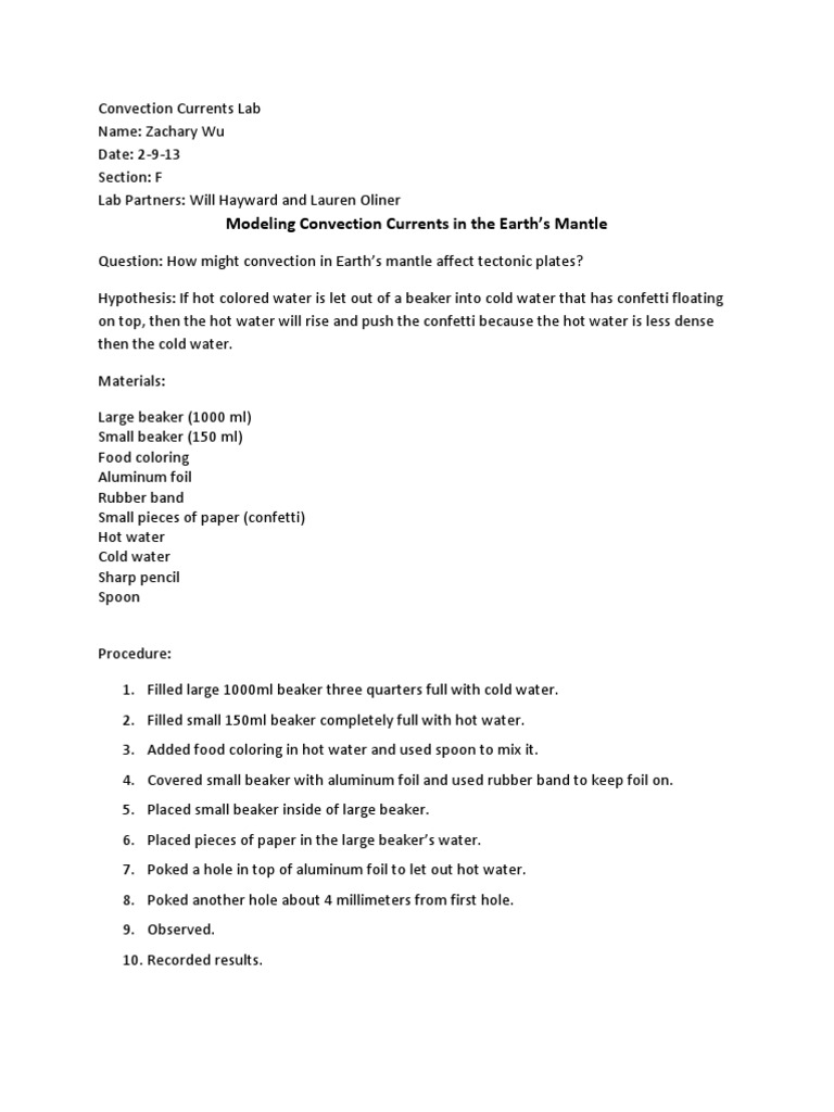 Mantle Convection Currents Lab | PDF | Convection | Plate Tectonics