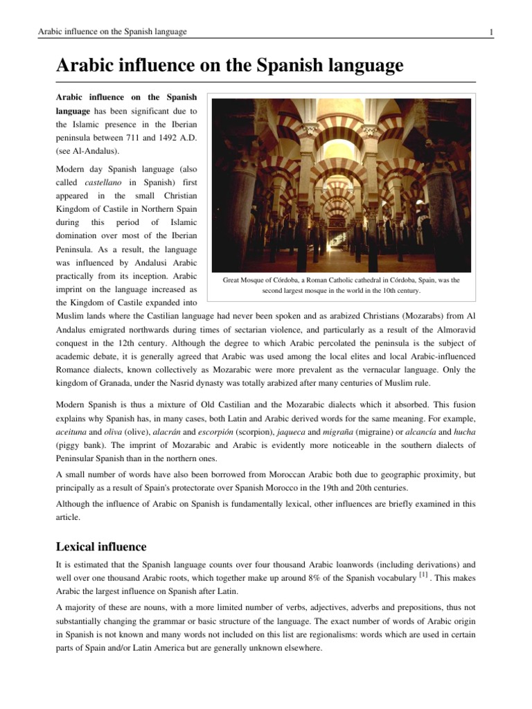 Arabic Influence On The Spanish Language | PDF