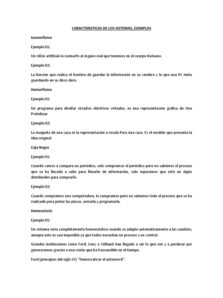 Caracteristicas de Los Sistemas, Ejemplos | PDF | Entropía | Logística