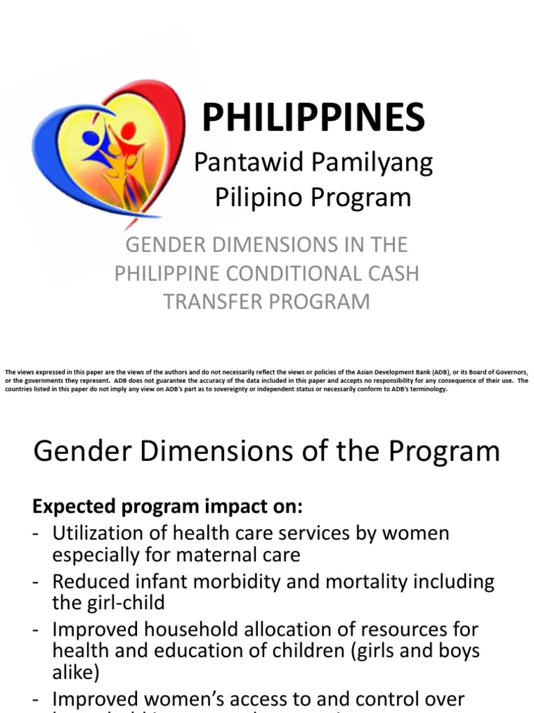 Pantawid Pamilyang Pilipino Program | PDF | Asian Development Bank | Gender