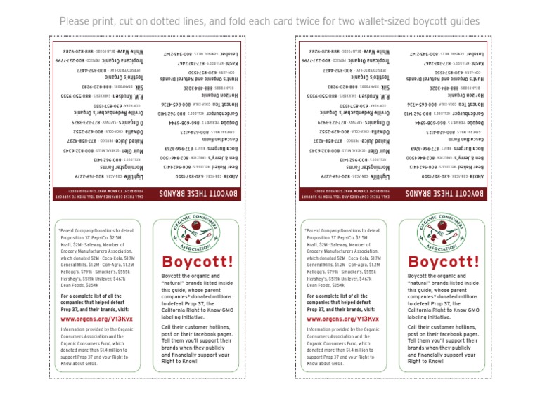 Boycott Guide: Brands Opposing Prop 37 | PDF | New York Stock Exchange ...