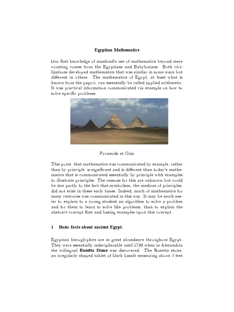 Egypt Math Pdf Fraction Mathematics Egyptian Hieroglyphs