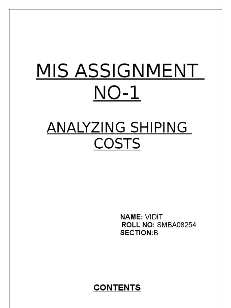 Mis Assignment NO-1: Analyzing Shiping Costs | PDF | United Parcel ...