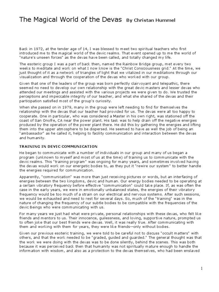 The Magical World of The Devas by Christan Hummel | PDF | Ascended Master | Consciousness