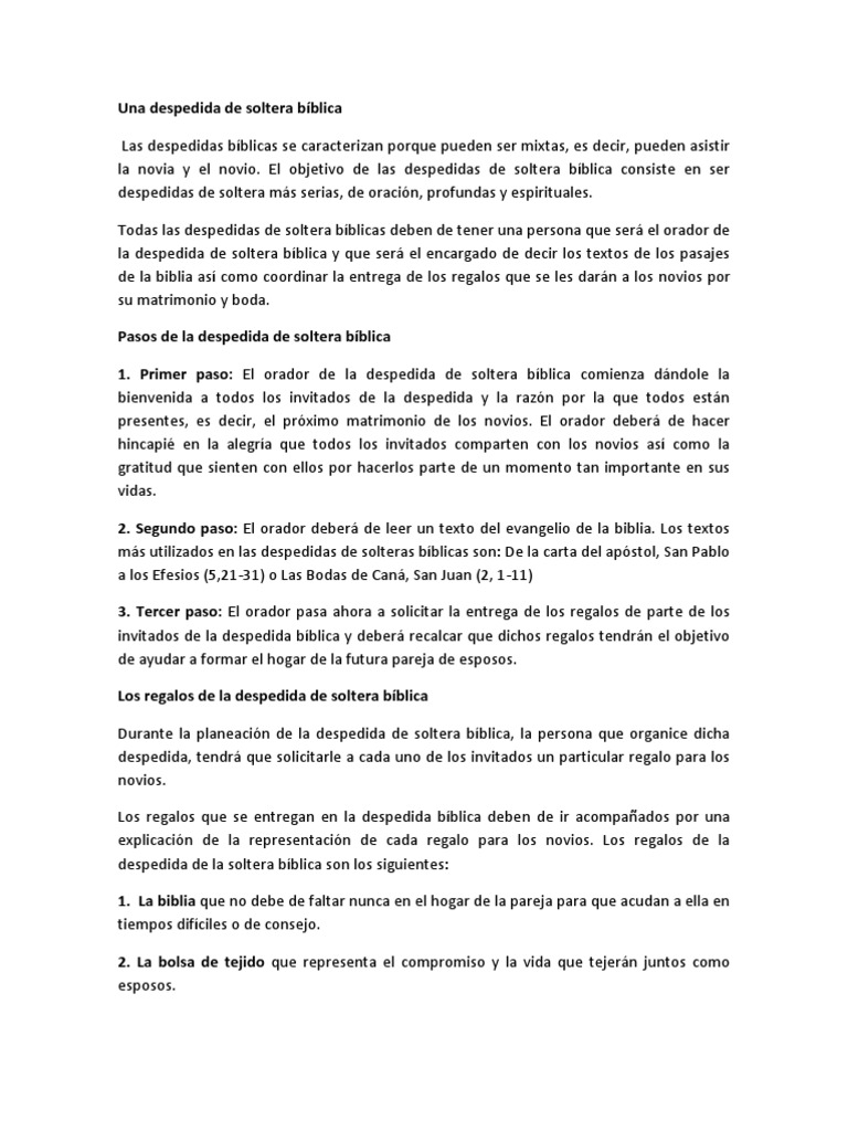 Una Despedida De Soltera Bíblica Pdf Biblia Textos Religiosos