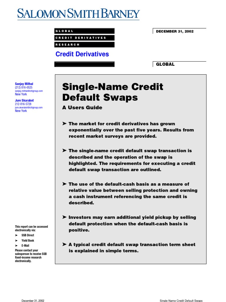 Cds Primer Pdf Credit Default Swap Derivative Finance