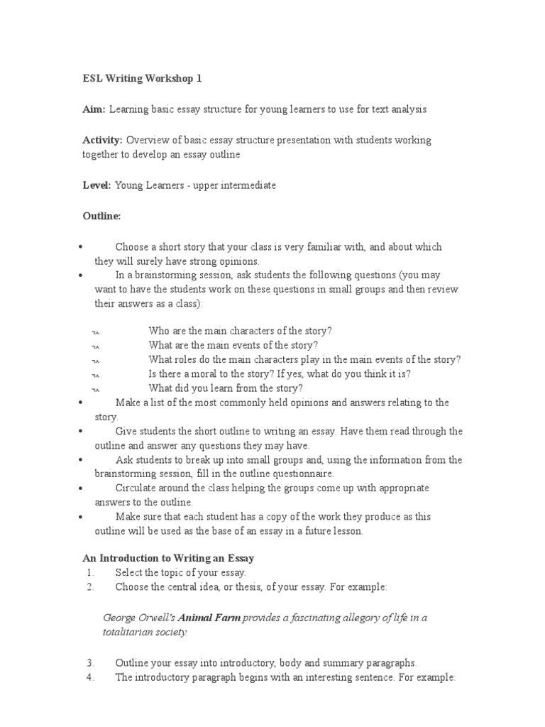 ESL Writing Workshop 1 | PDF | Paragraph
