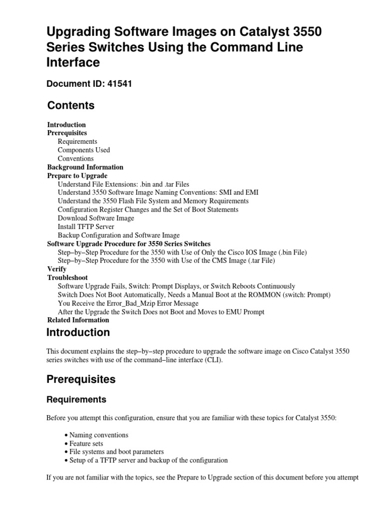Cisco Upgrading Software Images On Catalyst 3550 Series Switches Using The Command Line ...