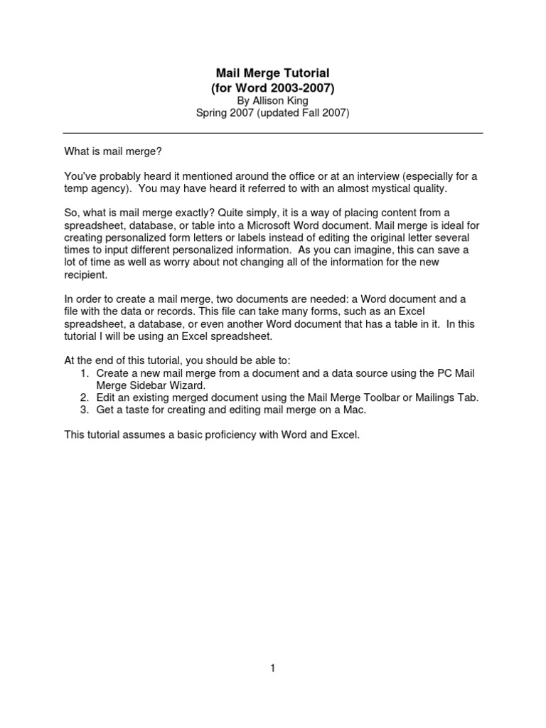 Mail Merge Tutorial | PDF