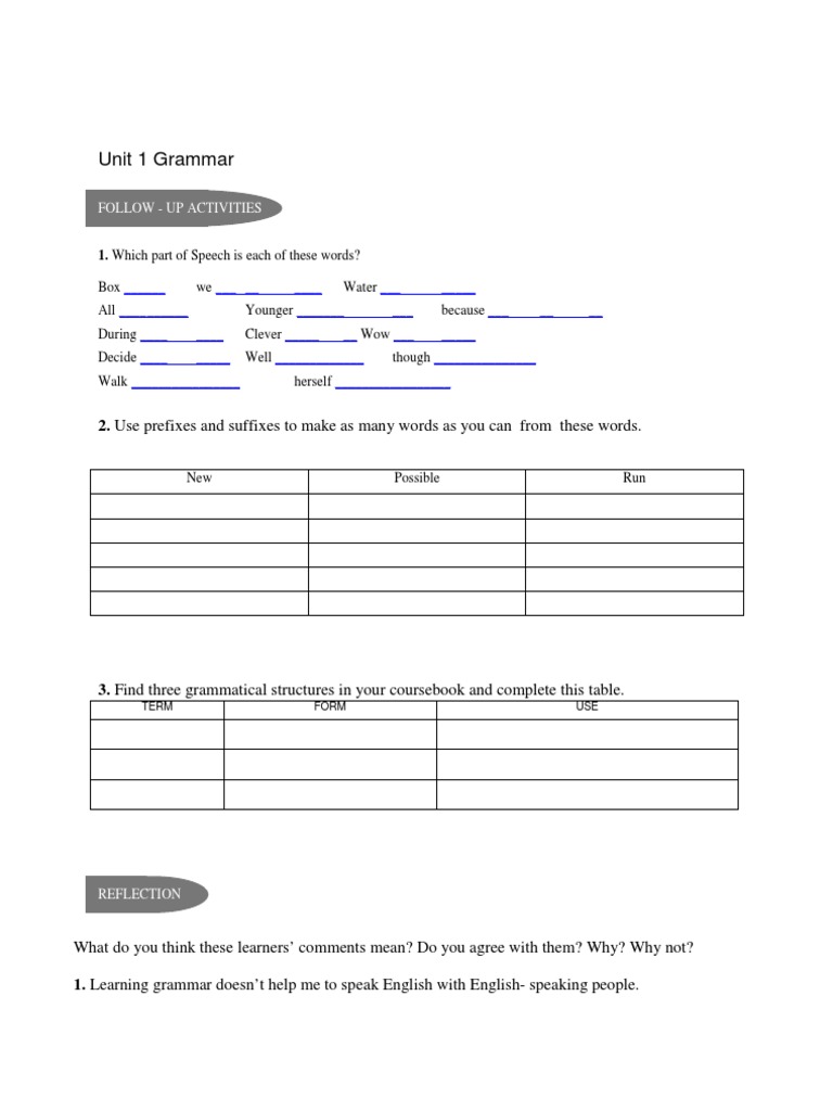 Follow Up Unit 1 Grammar | PDF