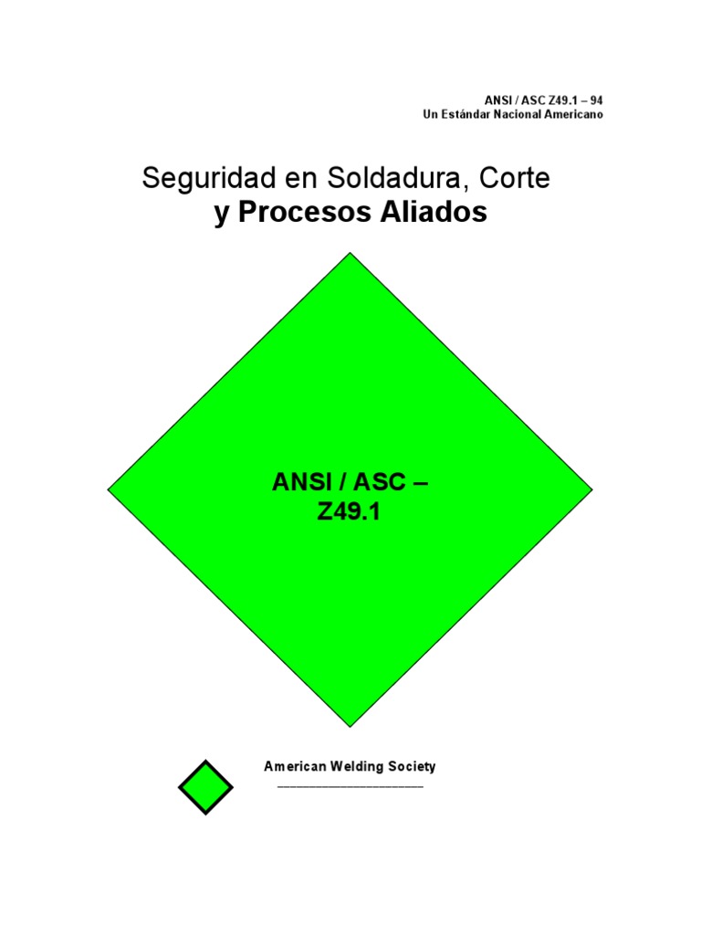 ANSI Z49.1 Original | Download Free PDF | Soldadura | Construcción