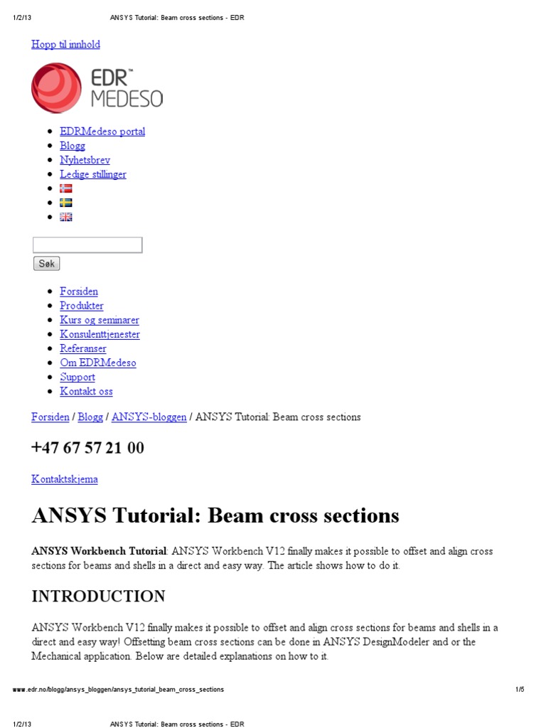 ANSYS Tutorial - Beam Cross Sections - EDR | PDF | Cartesian Coordinate ...