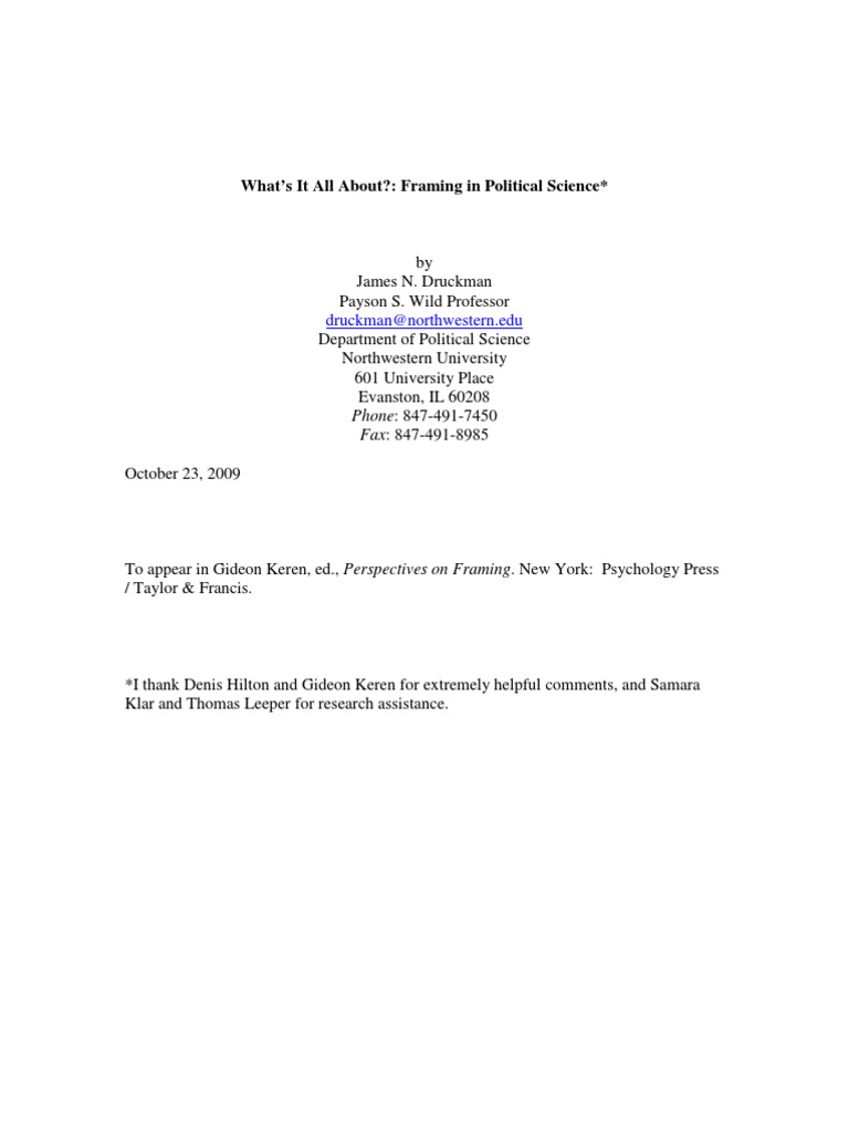 Whats It All About - Framing in Political Science | PDF | Framing ...