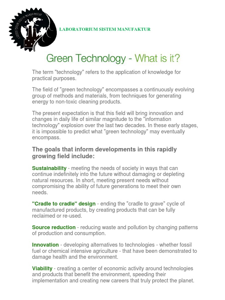 Green Technology and Sustainable Innovation | PDF | Art | Science ...