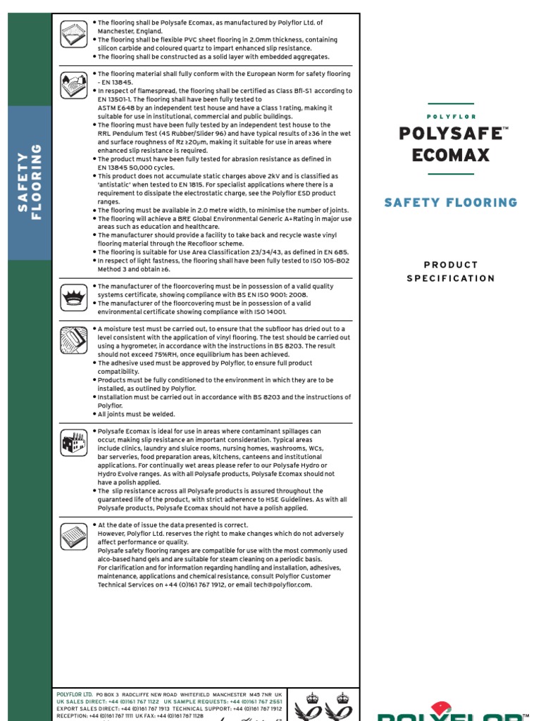 Polysafe Ecomax Spec | PDF | Flooring | Polyvinyl Chloride