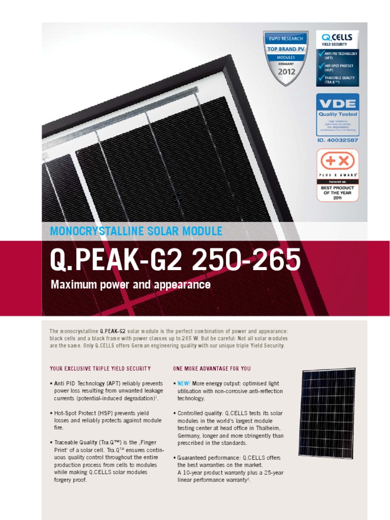 Hanwha QCELLS GMBH Data Sheet QPEAK-G2 2013-01 Rev02 EN PDF | PDF ...
