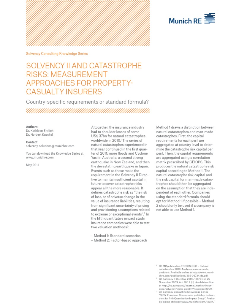 Solvency II and Catastrophe Risks by Munich Re | PDF | Insurance ...