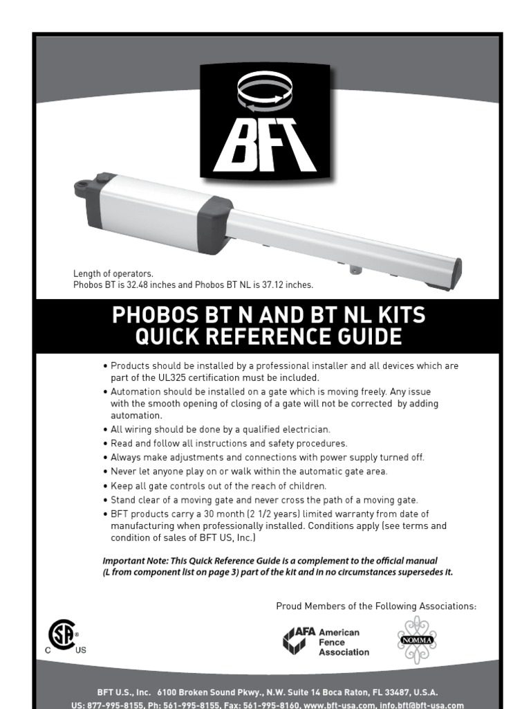 BFT Phobos Quickguide | PDF | Switch | Fuse (Electrical)