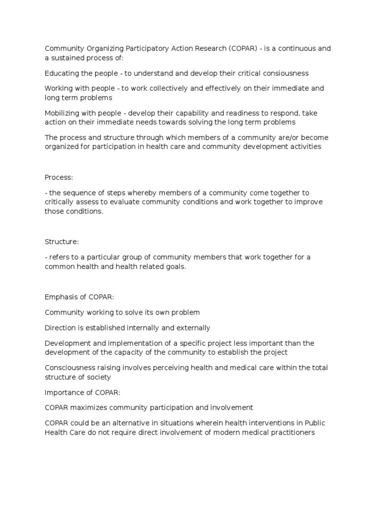 Community Organizing Action Research Guide | PDF | Participatory Action ...