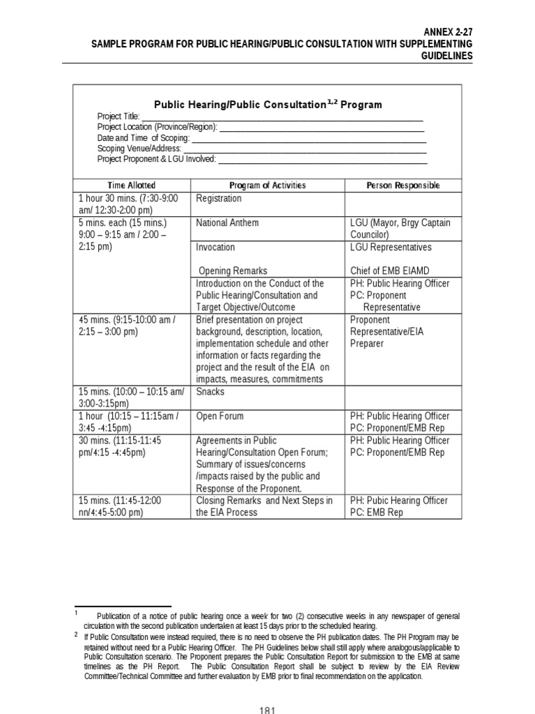 ANNEX 2-27 ANNEX 2-27 Sample Program For Public Hearing/Public ...