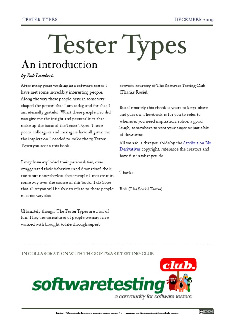 Tester Types: An Introduction | PDF | Career & Growth