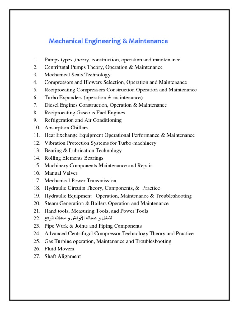 Mechanical Engineering Maintenance Guide | PDF