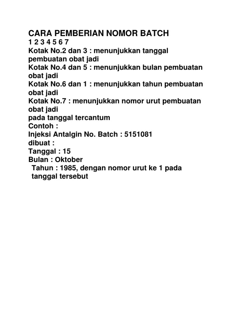 Cara Pemberian Nomor Batch | PDF