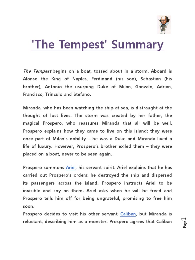 'The Tempest' Summary | PDF | The Taming Of The Shrew | Hamlet
