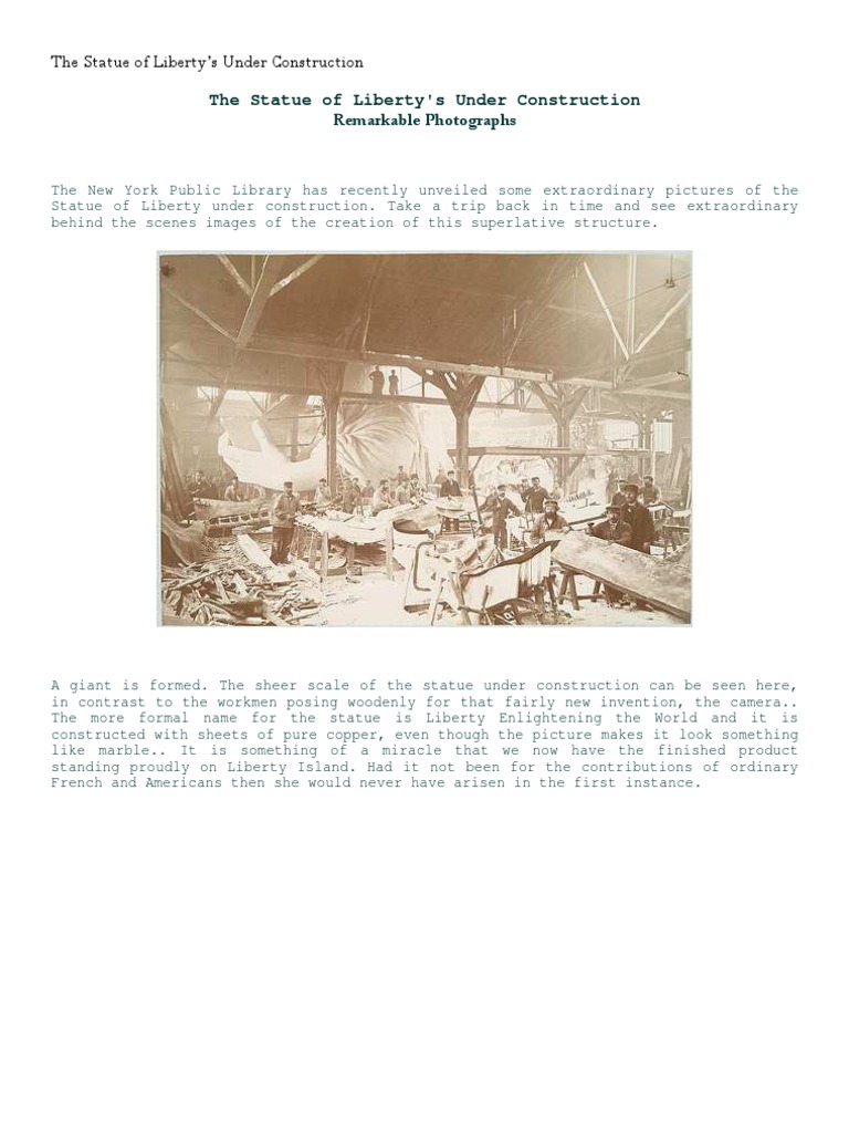 Statue of Liberty Construction Photos | PDF