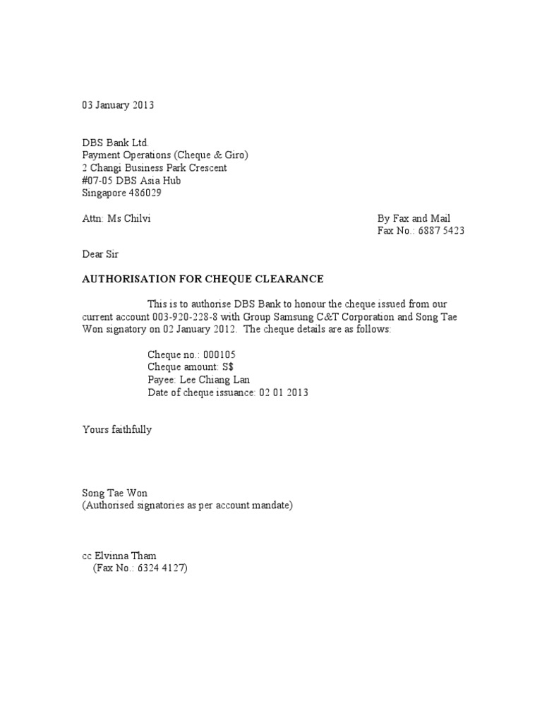 Sample - Letter Clear CHQ | PDF