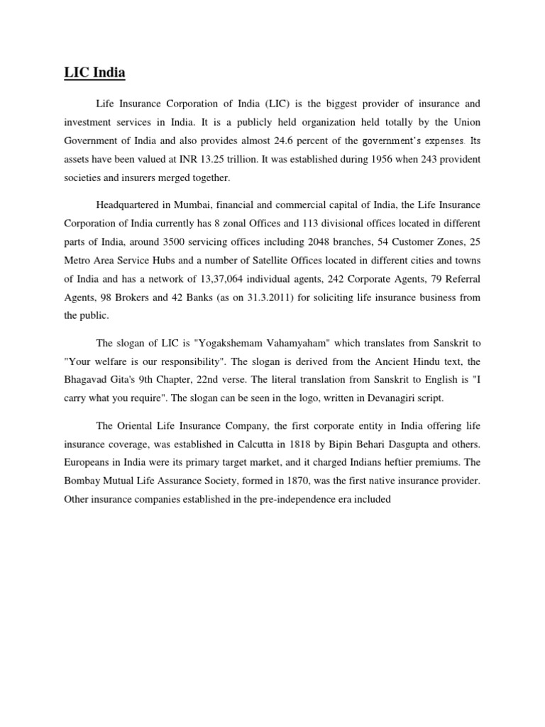 LIC India | PDF | Capital Structure | Financial Services