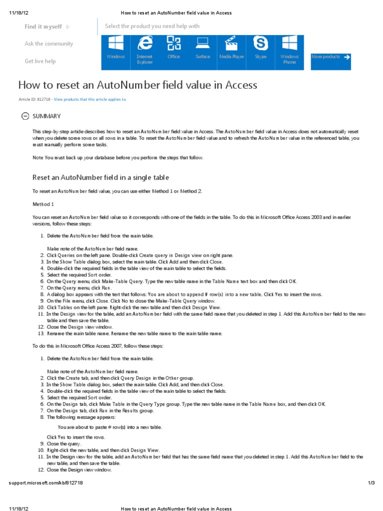 How To Reset An Autonumber Field Value In Access Pdf Double Click Table Database