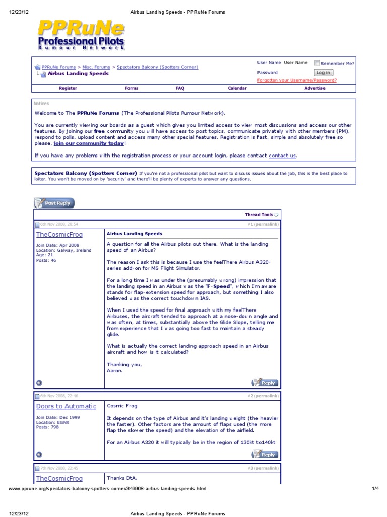 Airbus Landing Speeds - PPRuNe Forums | PDF | Flap (Aeronautics ...