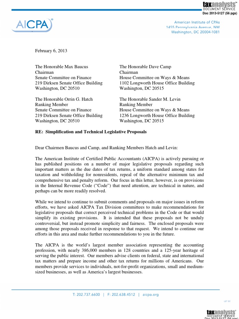 RE: Simplification and Technical Legislative Proposals: Doc 2013-5127 ...