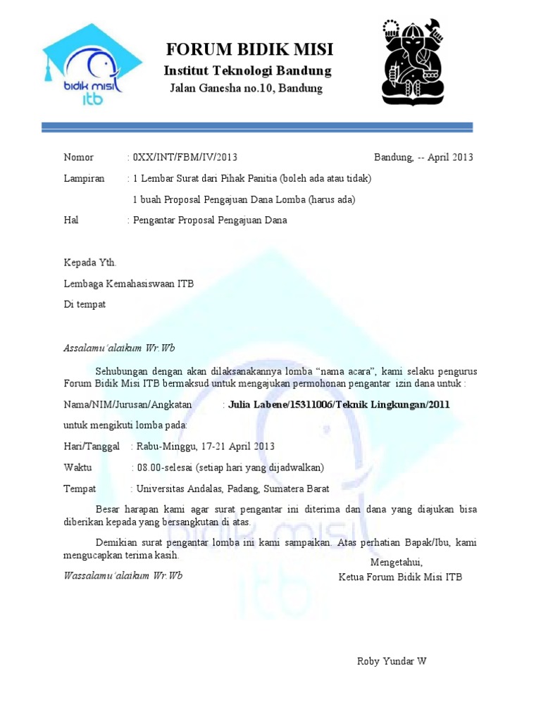 Proposal Dana Lomba ITB | PDF