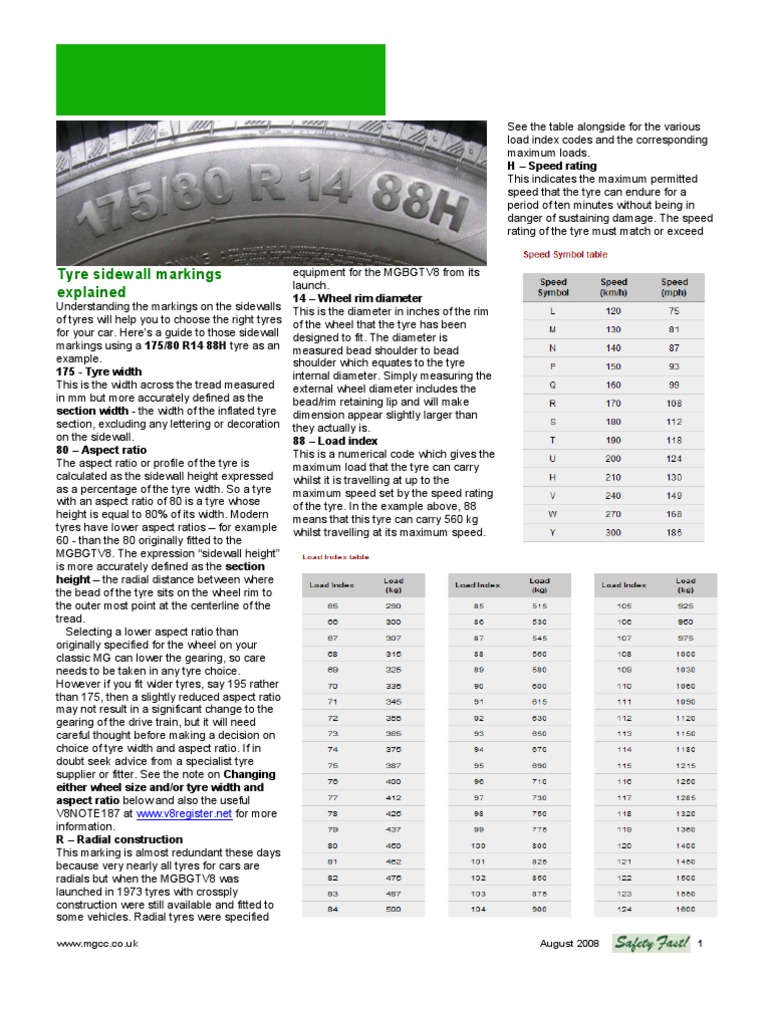 Understanding Tire Sidewall Markings | PDF | Tire | Automobiles